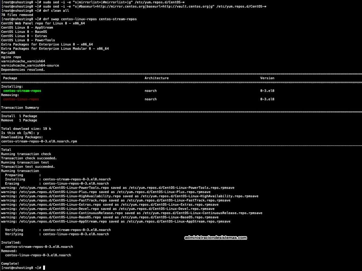 Solución para el error "Failed to download metadata for repo appstream" de CentOS 8 ...
